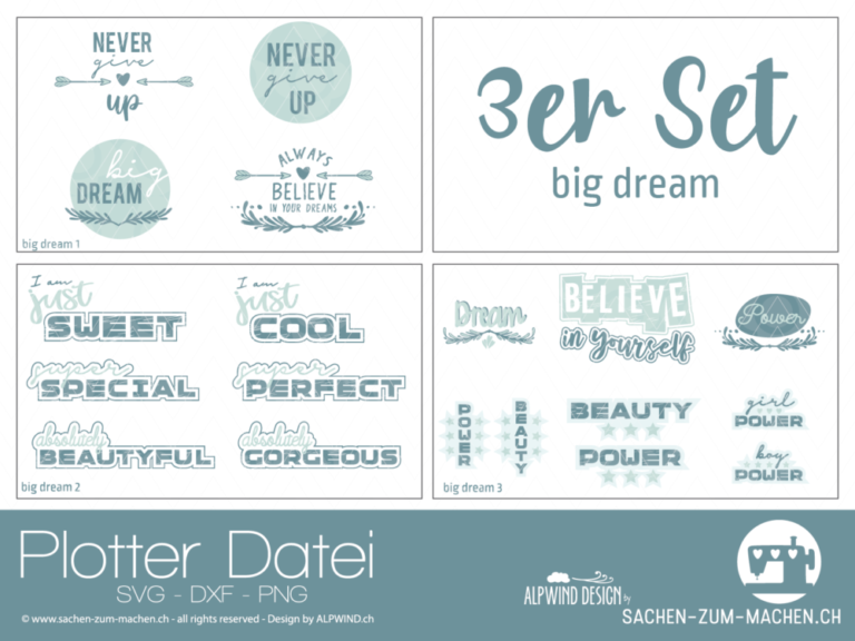 Plotterdatei “big dream” 3er-Set – Schnittverhext